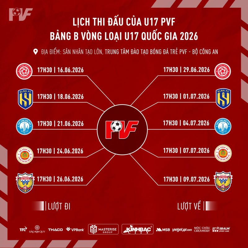 U17 PVF XÁC ĐỊNH LỊCH THI ĐẤU VÒNG LOẠI U17 QUỐC GIA 2026 - Trung tâm PVF